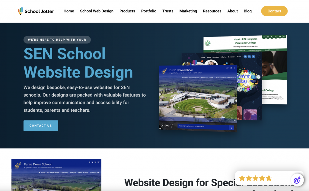 SEN School Website Design - School Jotter