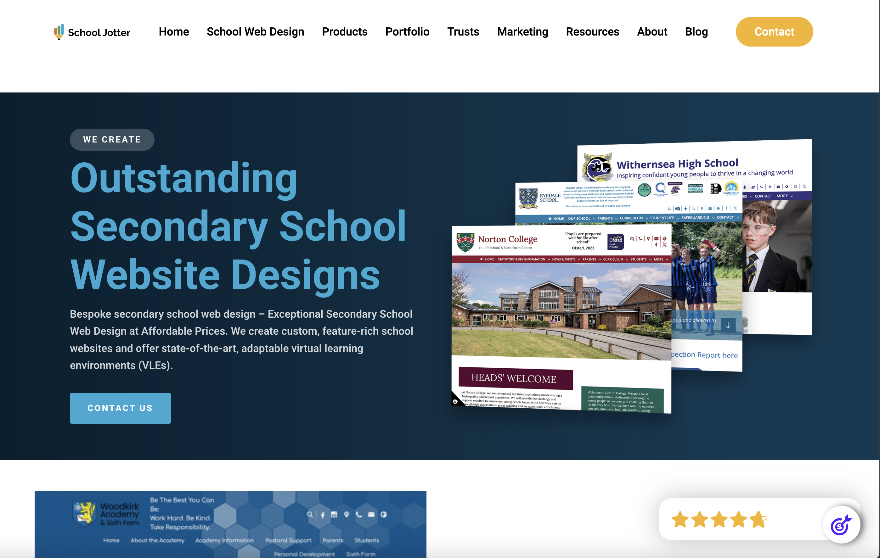 Secondary School Website Design - School Jotter